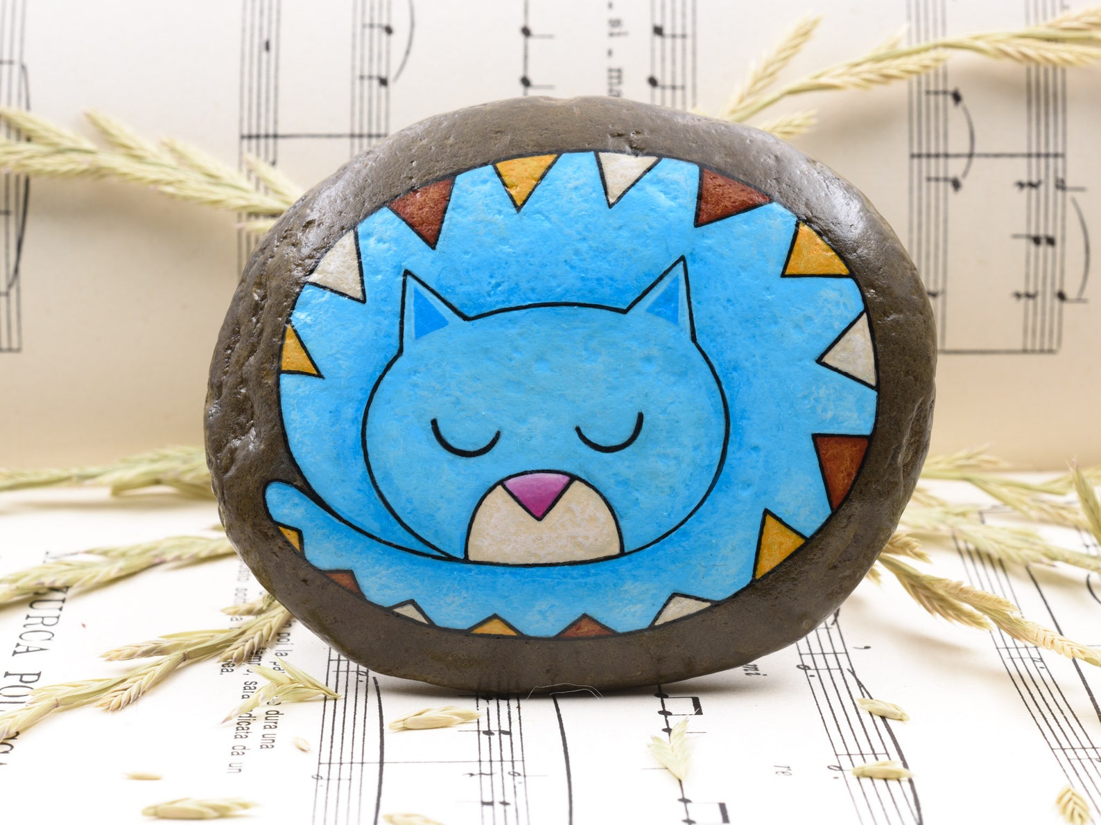 Sleeping Cat, Painted Rock, Painted Cat - Etsy