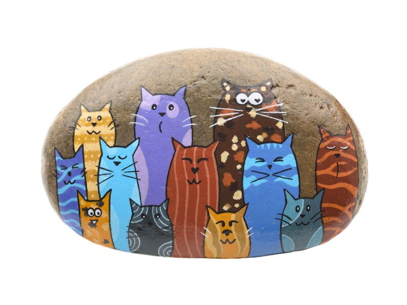 Funny Cats Painted Rock Cats Friends - Etsy