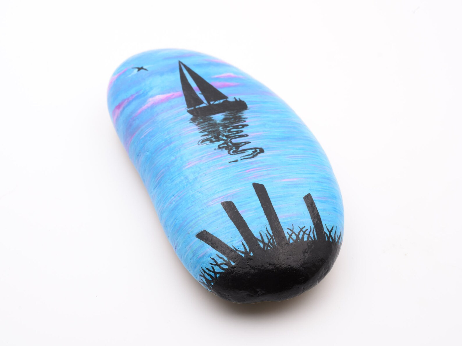 Sailboat on Stone Painted Rock Sailboat Art Seascape Boat - Etsy