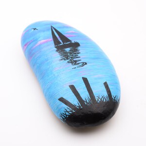 Sailboat on Stone Painted Rock Sailboat Art Seascape Boat - Etsy