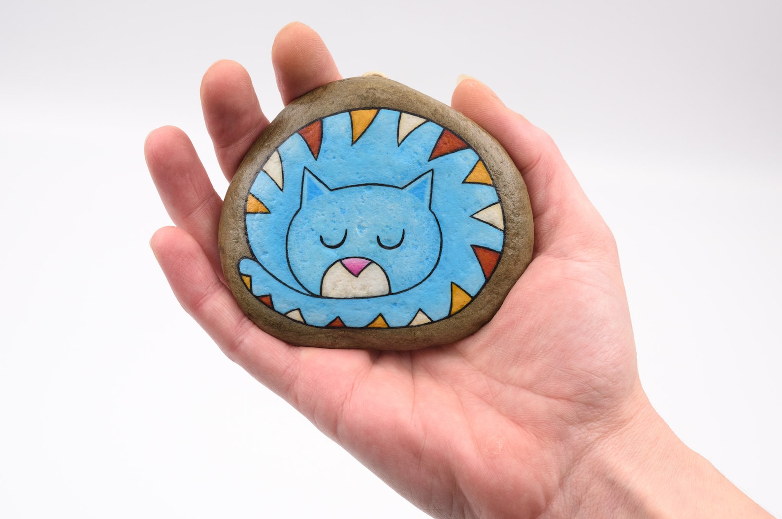 Sleeping Cat, Painted Rock, Painted Cat - Etsy
