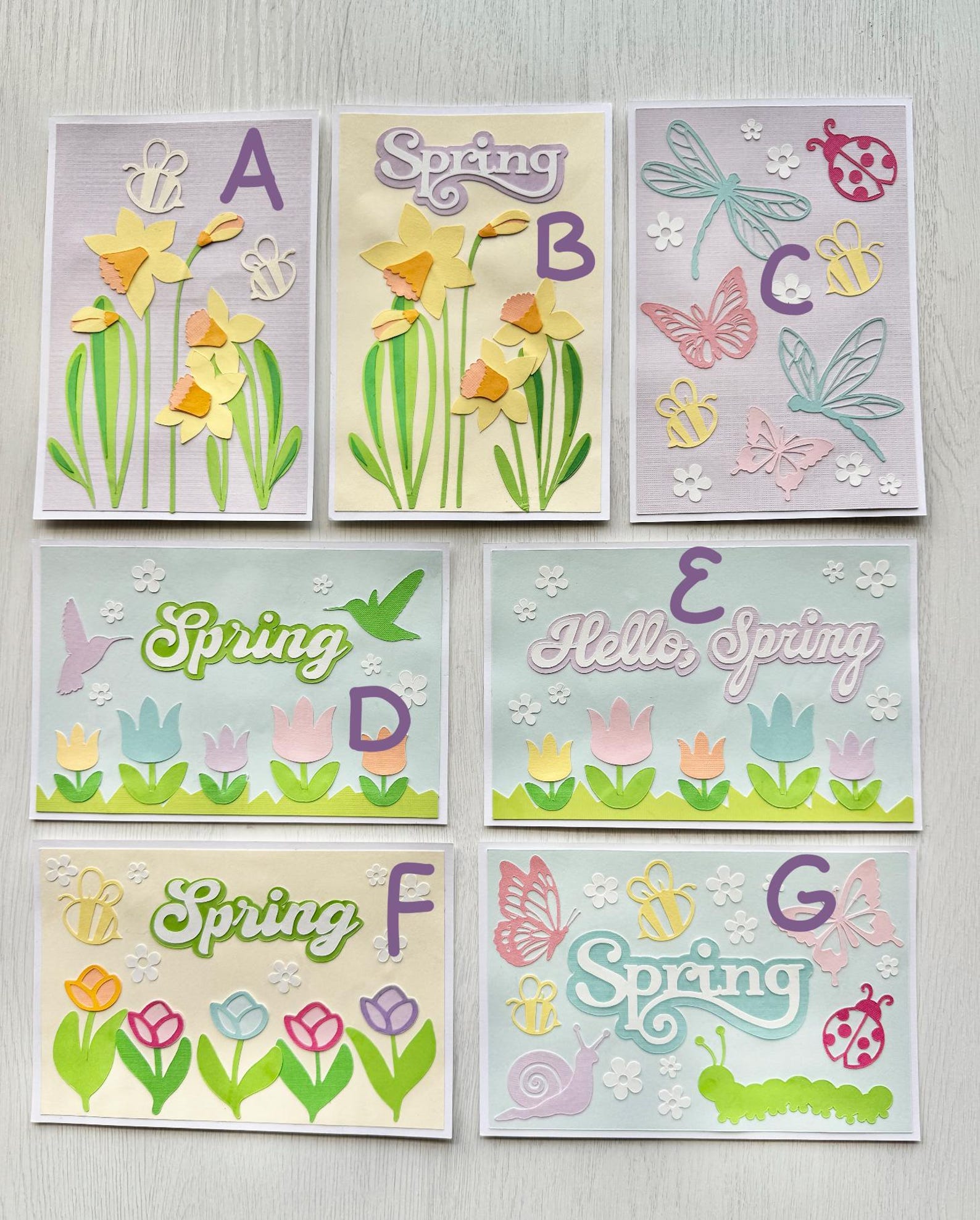 Spring Postcards | Handmade Layered Paper Craft Postcards | Season ...