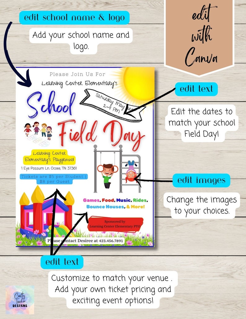 EDITABLE School Field Day Flyer, Printable Pto PTA Poster, Printable ...