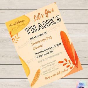 EDITABLE Thanksgiving Gather Together Let's Give Thanks Family Time - Etsy