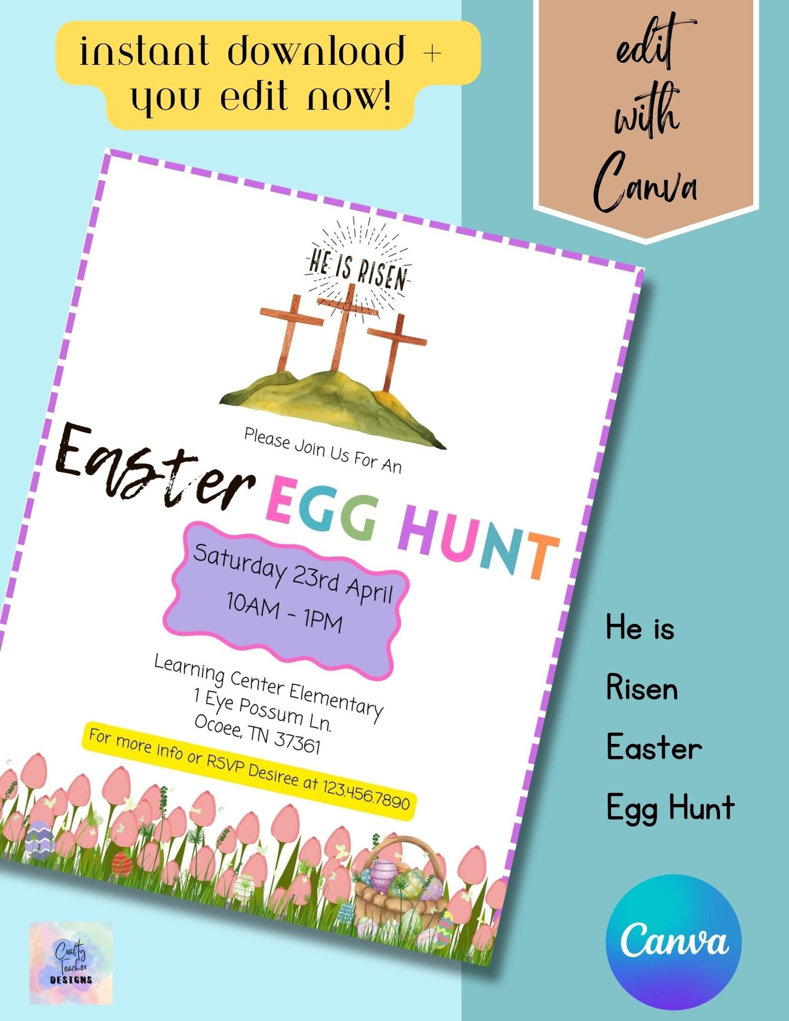 EDITABLE Religious Easter Egg Hunt Flyer, Digital Download, Easter ...