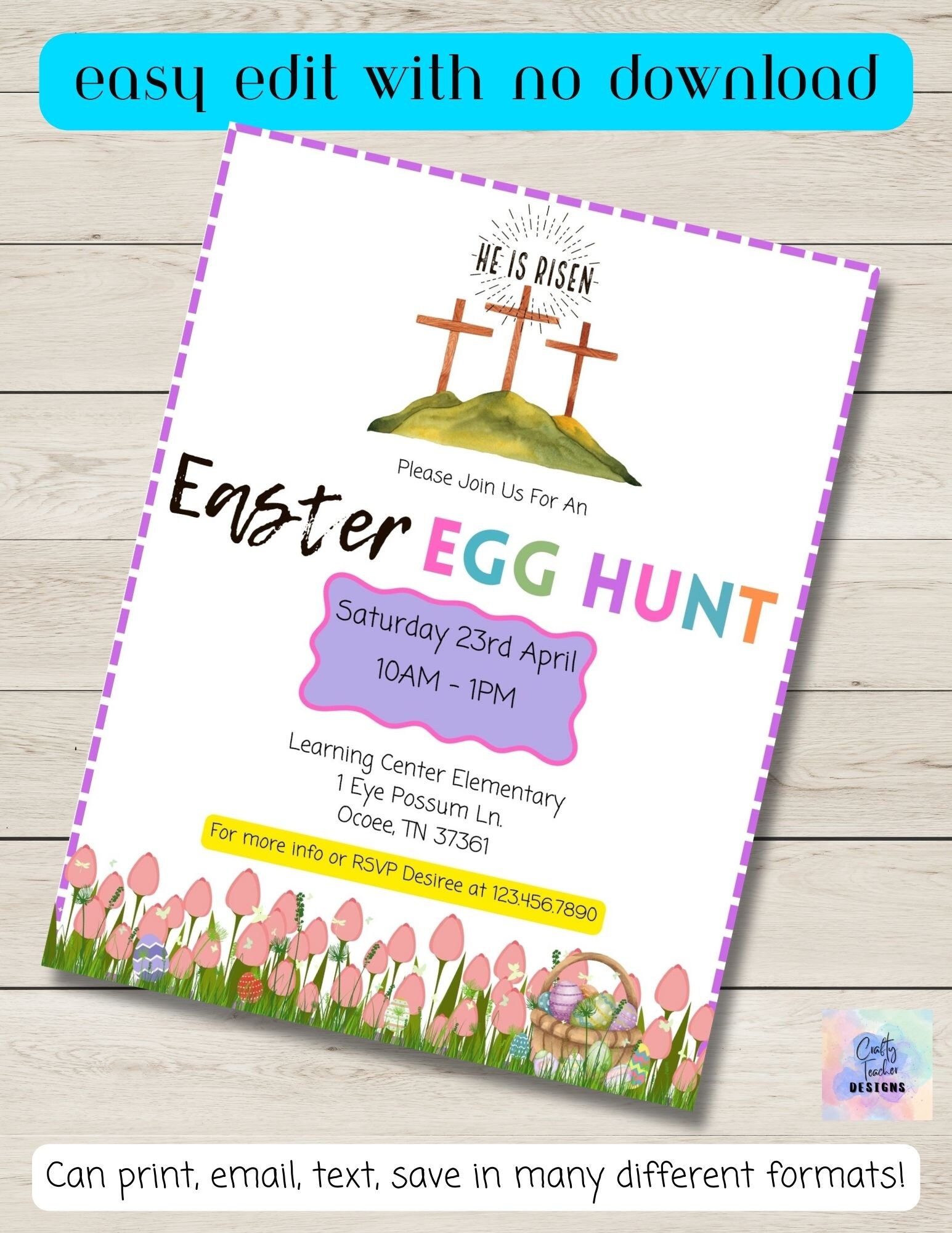 EDITABLE Religious Easter Egg Hunt Flyer, Digital Download, Easter ...