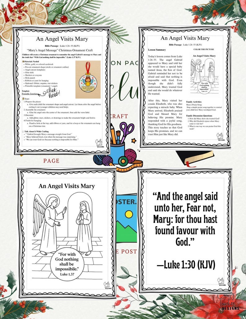 Angel Visits Mary Christmas Activity Pack - Etsy