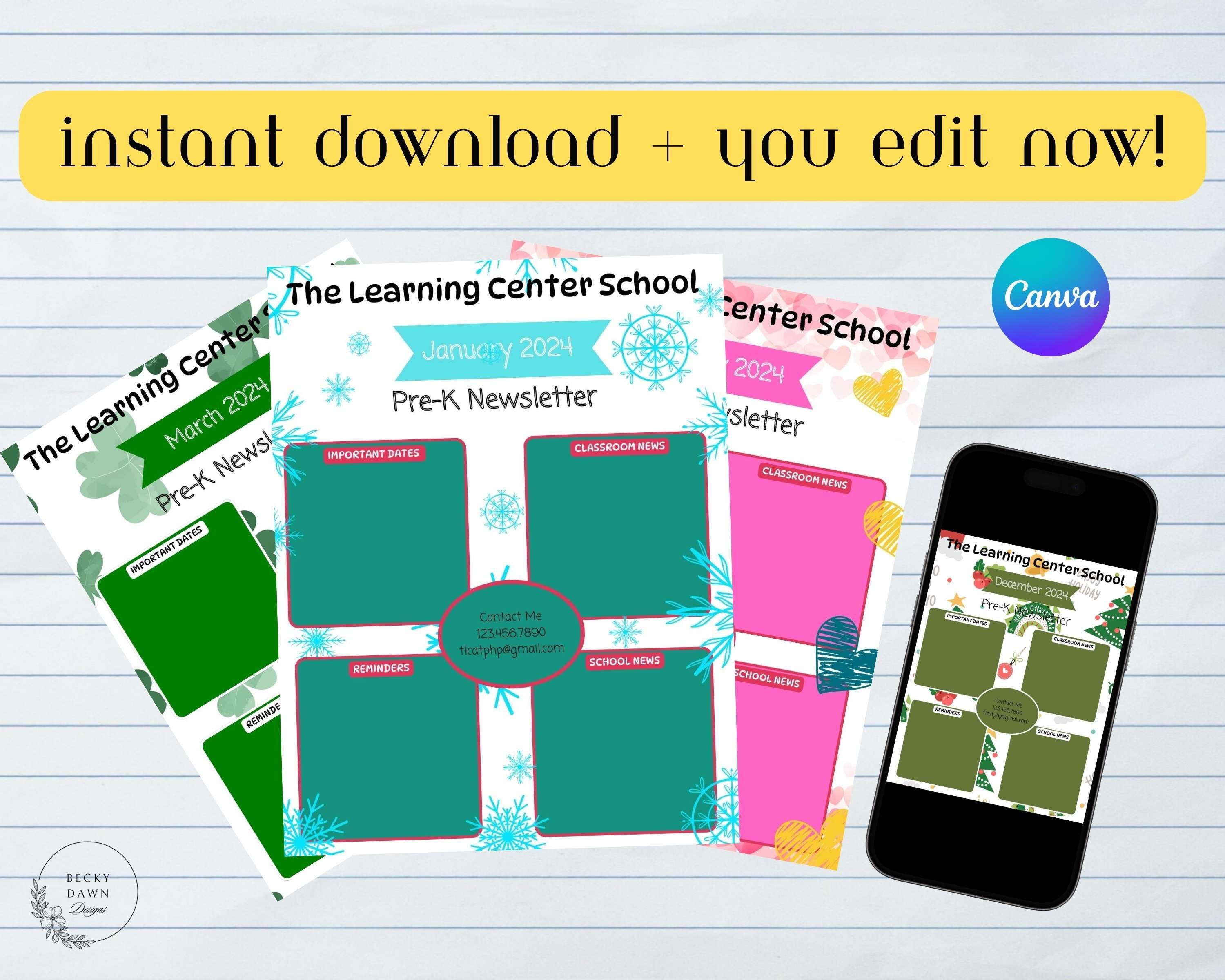 EDITABLE--12 Month Classroom Newsletter, School PTO PTA, Parent ...