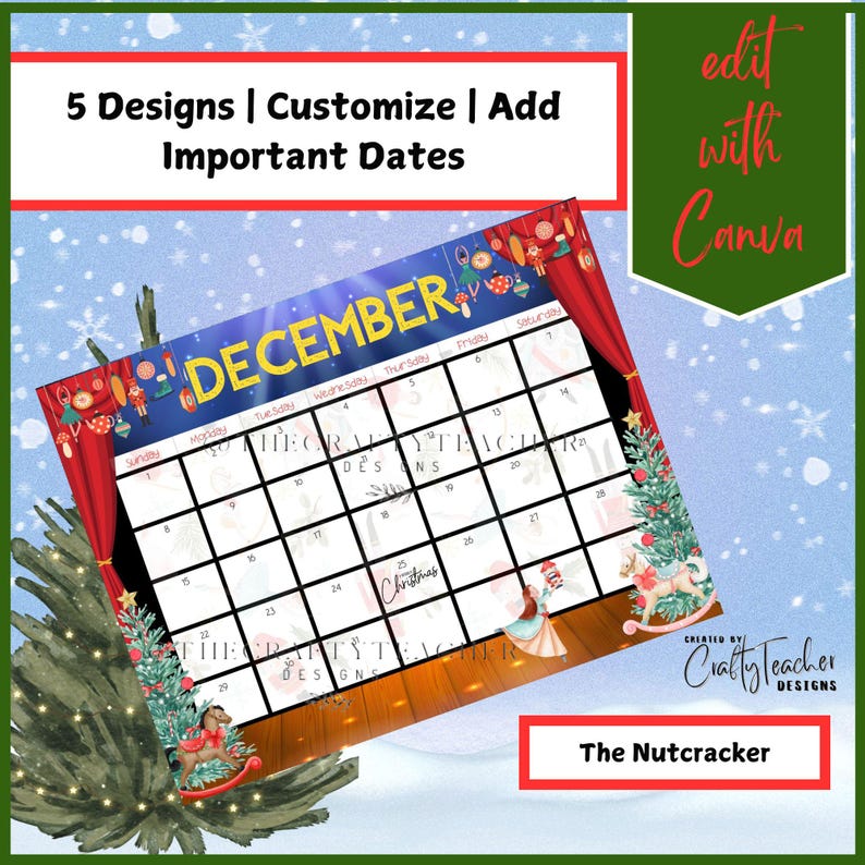 Editable, Monthly Calendar, December 2024, Printable - Etsy Australia