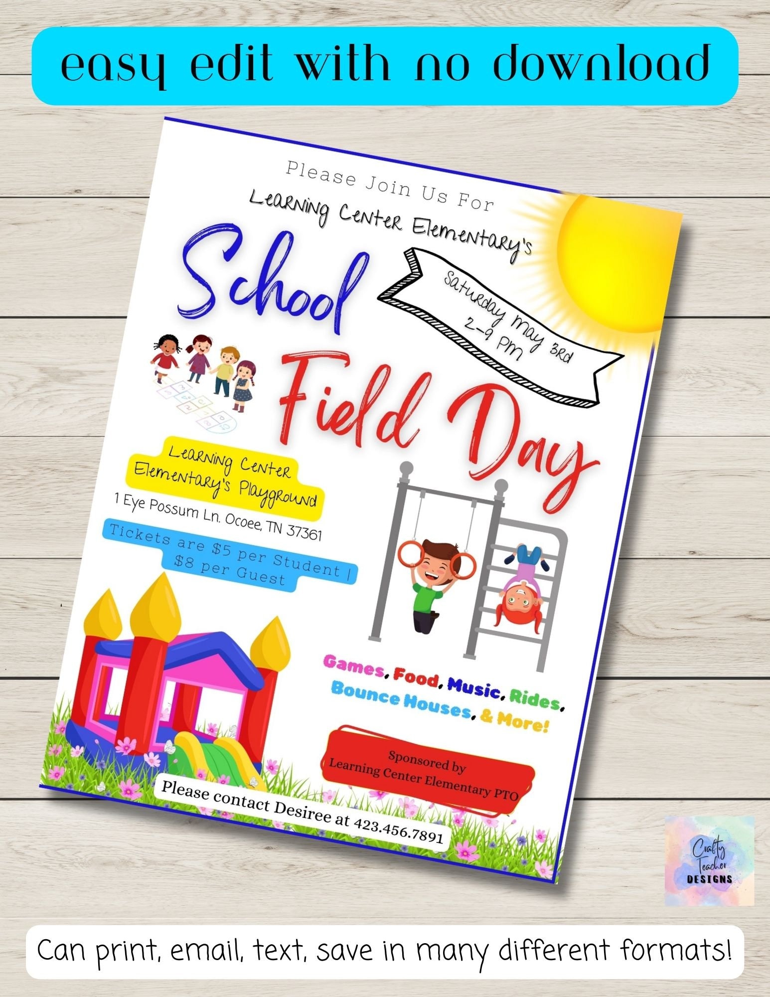 EDITABLE School Field Day Flyer, Printable Pto PTA Poster, Printable ...