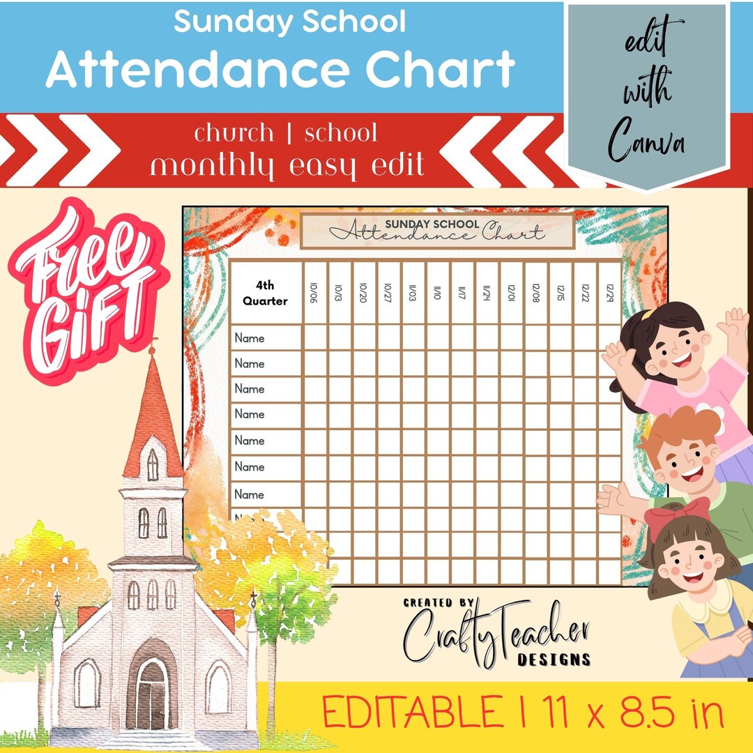 Bible, Sunday School Attendance, Behavior, Reward, Award, Chart ...