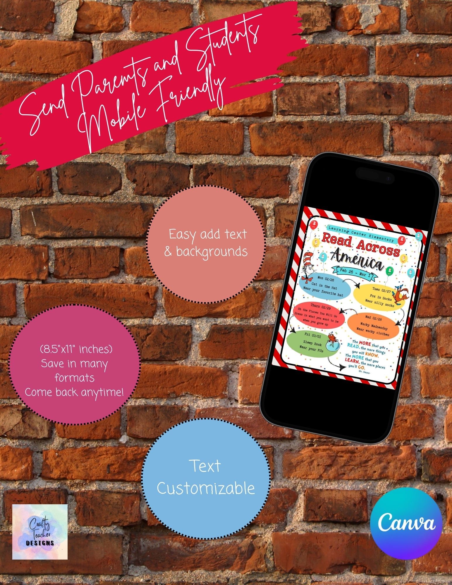 Editable Read Across America Poster, , Spirit Week, Dr. Seuss Week - Etsy