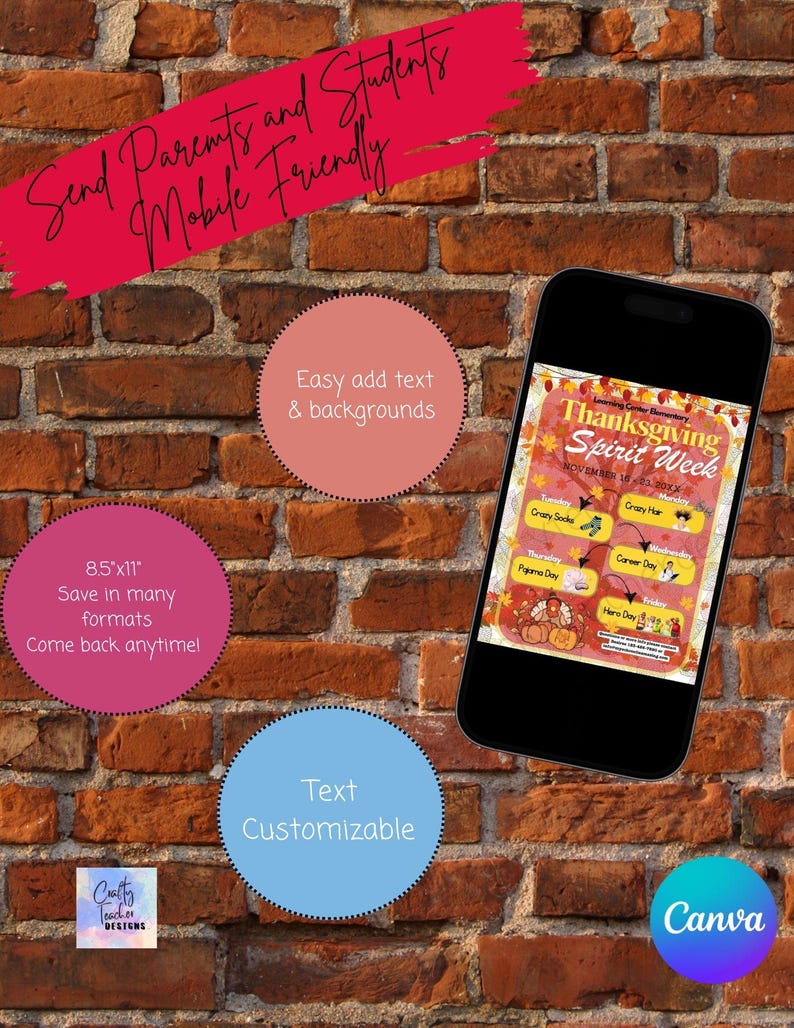 EDITABLE | Thanksgiving Spirit Week | Fall Theme | Office | School - Etsy