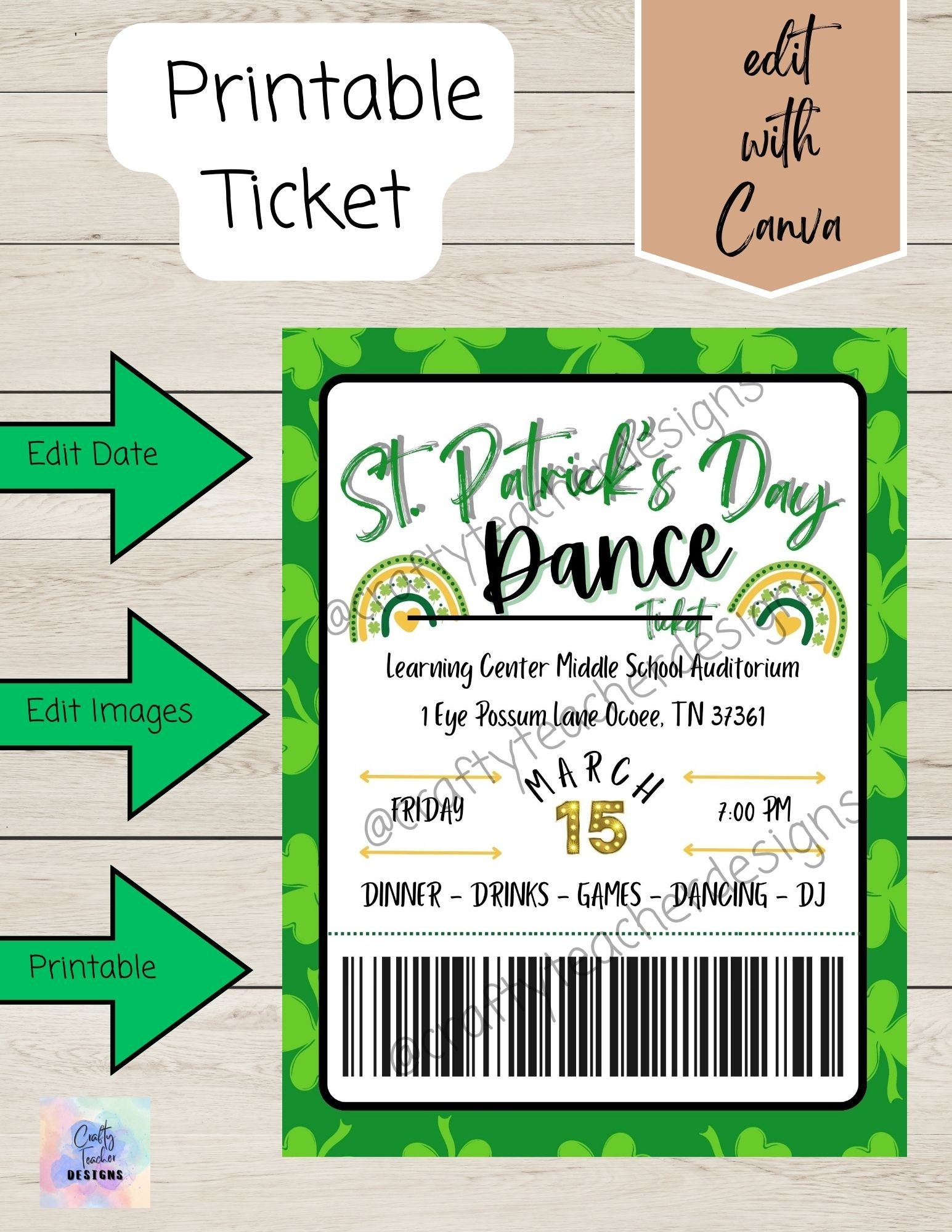 Editable St.patrick's Day Dance Flyer, School PTO PTA, Social Media ...