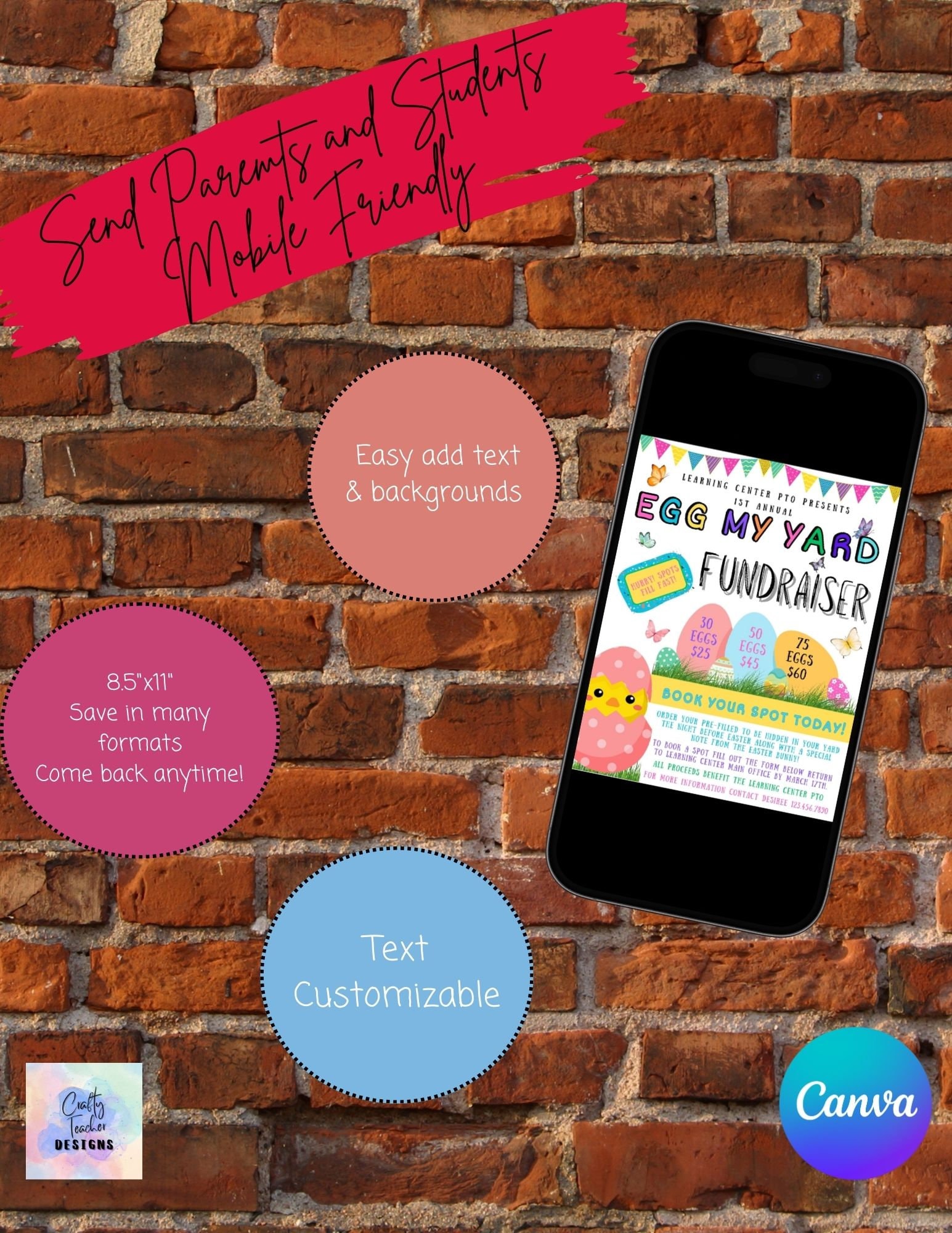 EDITABLE, Easter Egg My Yard Fundraiser, School PTO PTA, Social Media ...