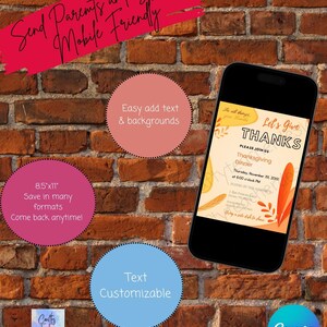 EDITABLE Thanksgiving Gather Together Let's Give Thanks Family Time - Etsy