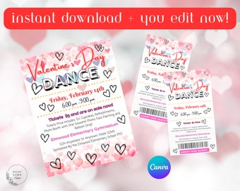 EDITABLE Daddy Daughter Sweetheart Valentine's Day Dance, School Dance ...