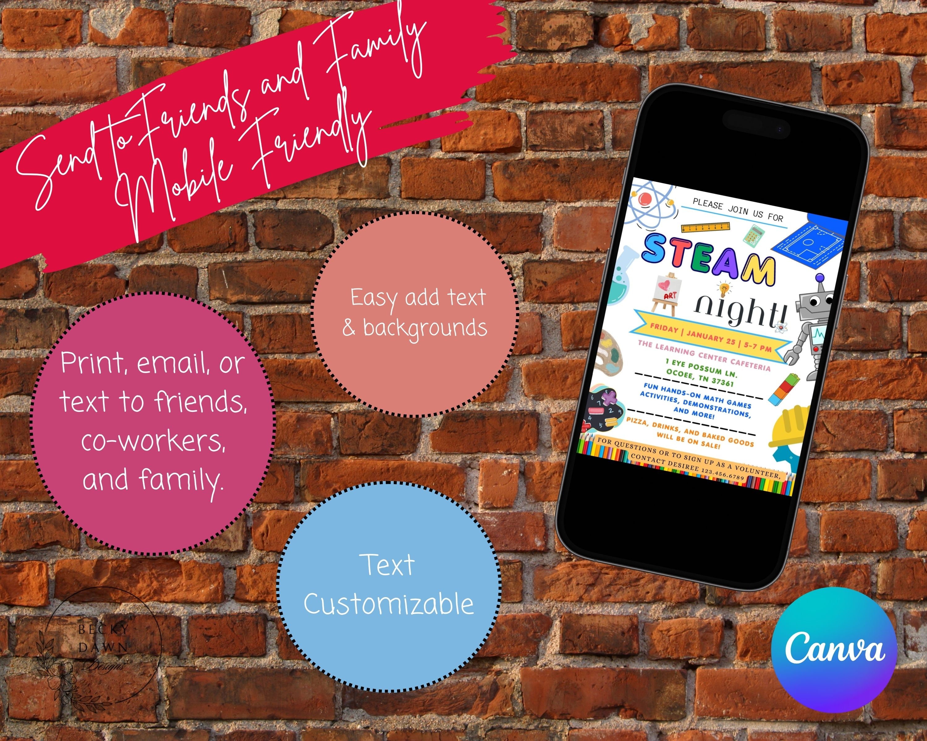 Editable Family STEAM Night Flyer, PTO PTA Family School Flyer ...