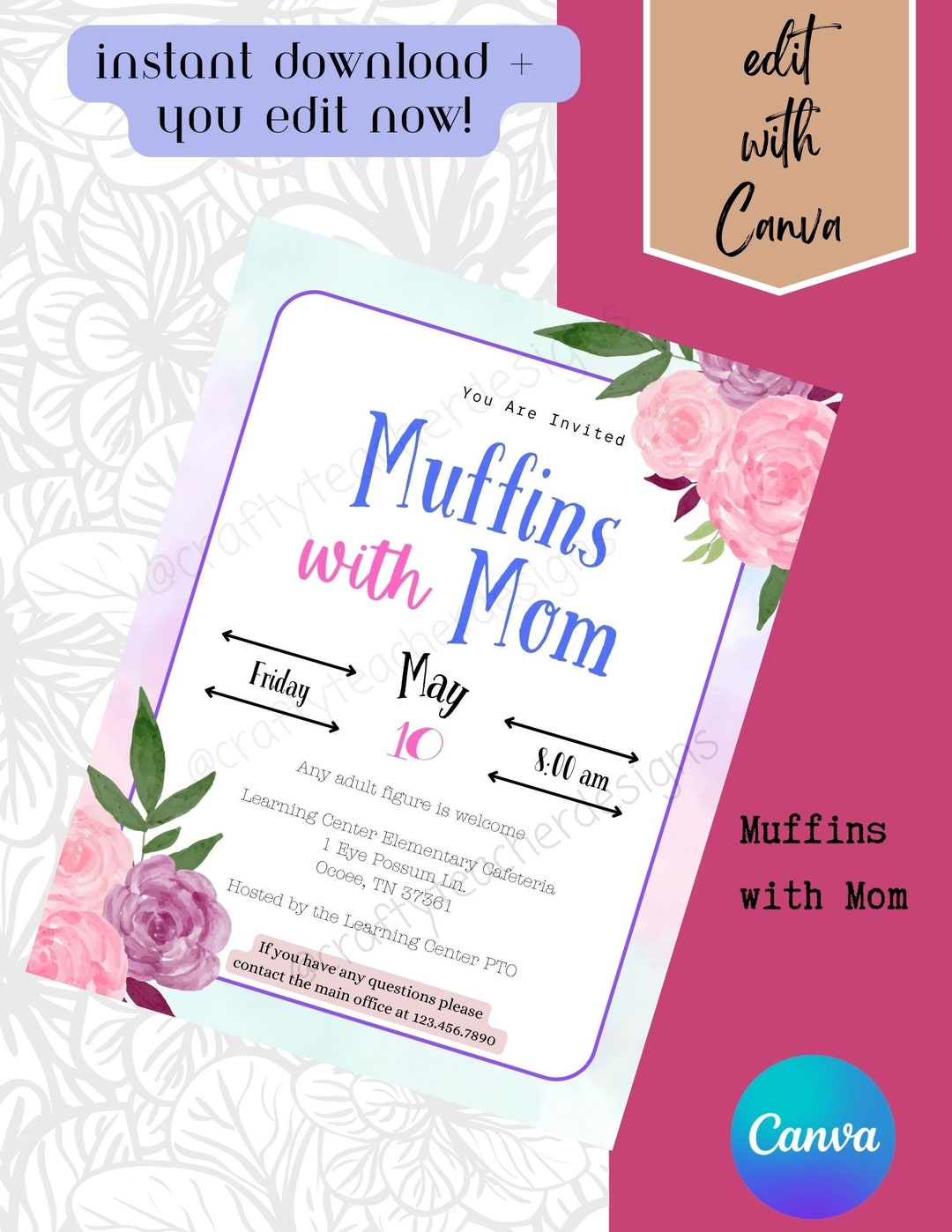 Editable Muffins With Mom Template, Social Media, Digital Download - Etsy