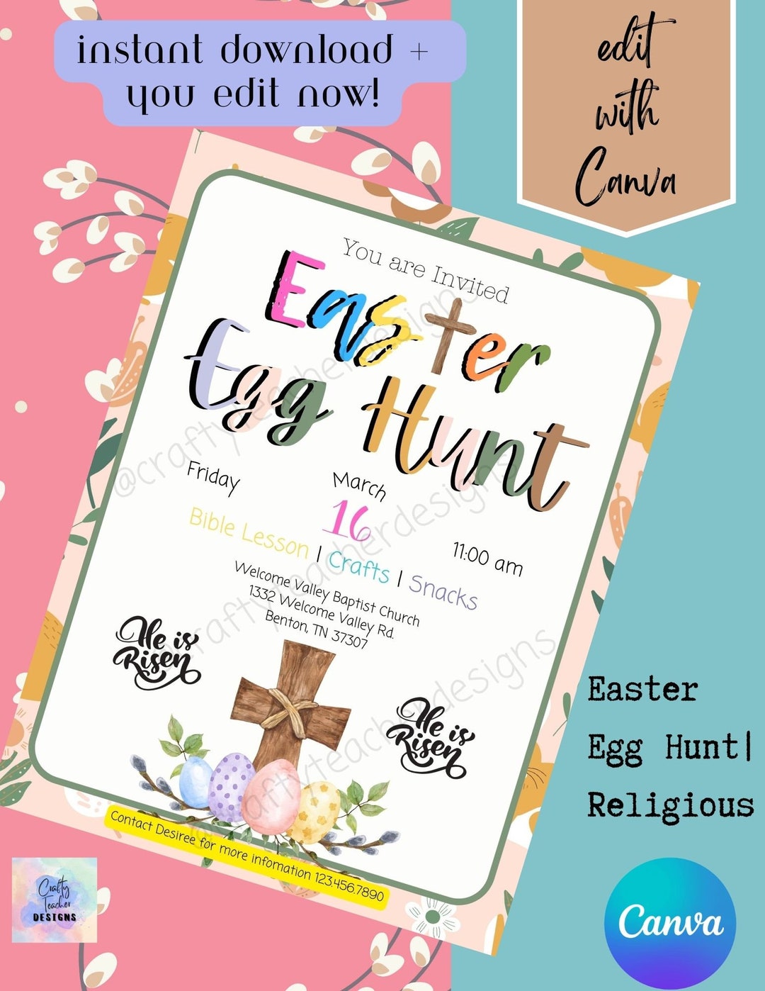 EDITABLE Religious Easter Egg Hunt Poster Spring Social Media - Etsy
