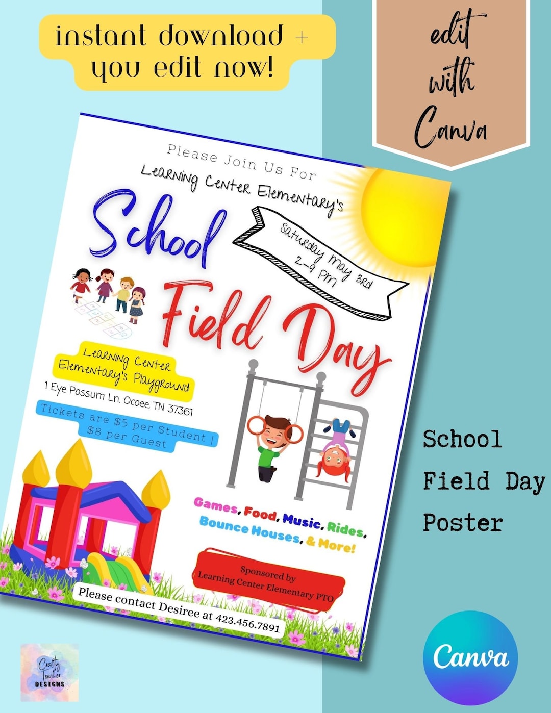 EDITABLE School Field Day Flyer, Printable Pto PTA Poster, Printable ...