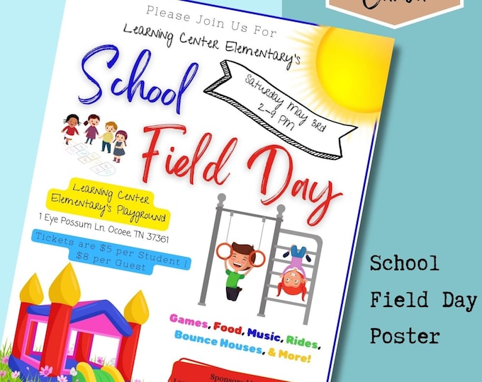 EDITABLE School Field Day Flyer, Printable Pto PTA Poster, Printable ...