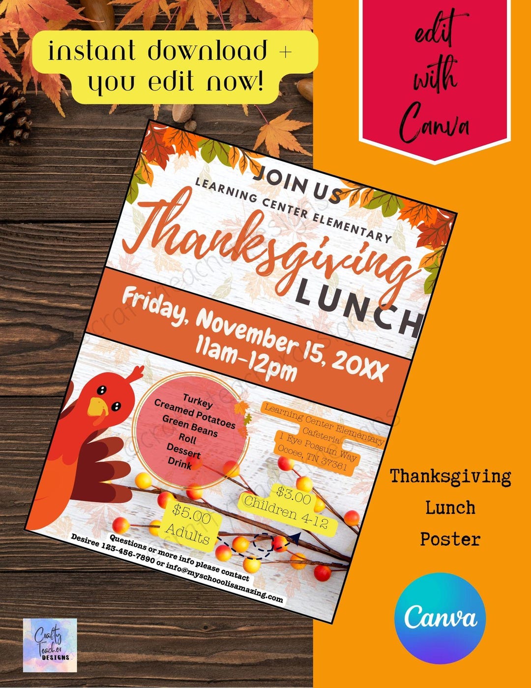 Thanksgiving Lunch | Dinner | School | Church| Business |template ...