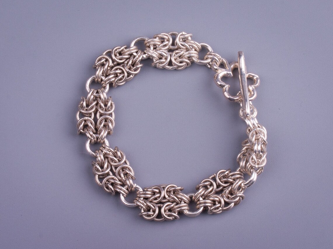 Chainmail Silver Bracelet, Chainmaille Jewelry, Chain Mail Bracelet ...