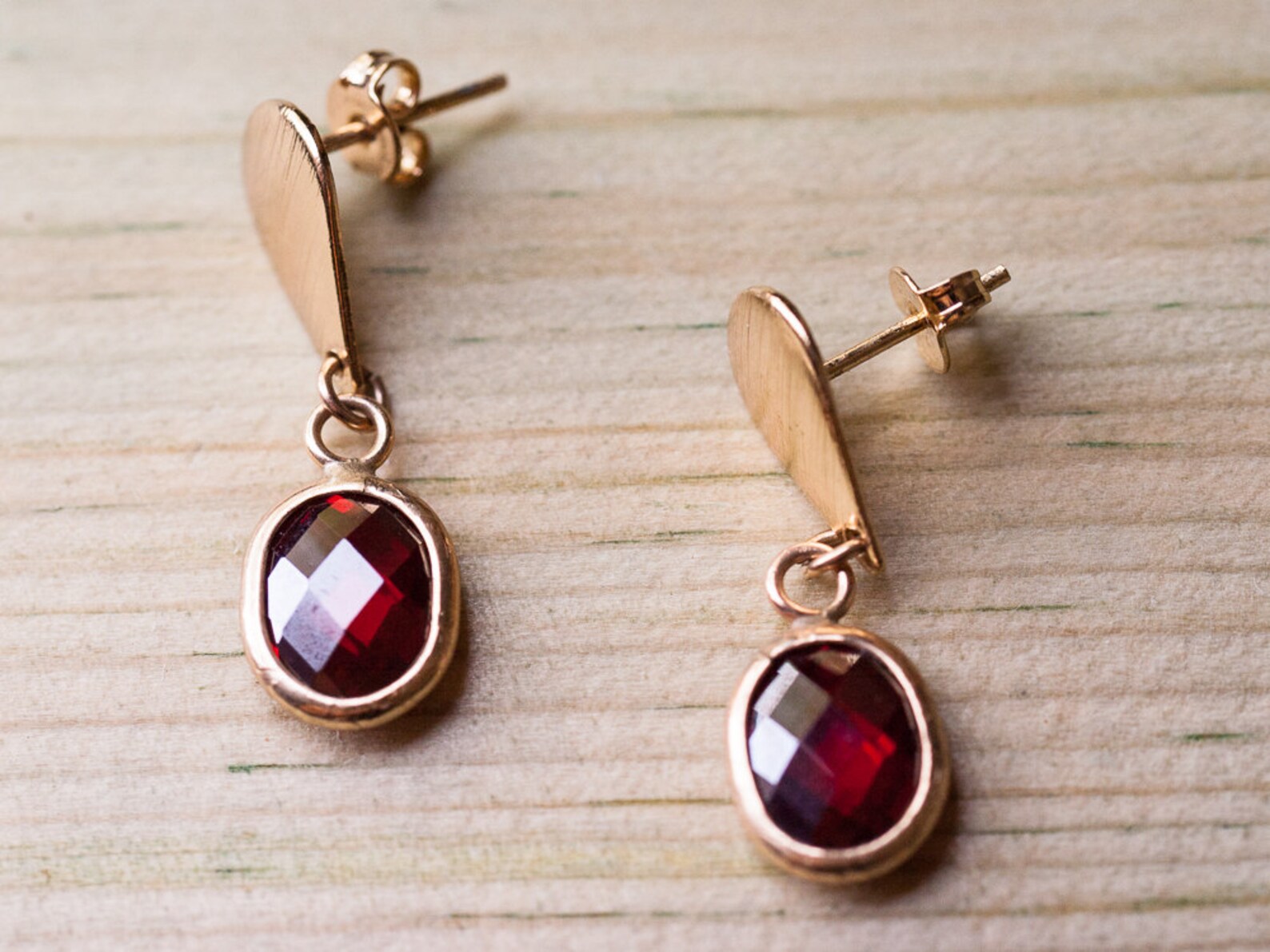 Red Jade Gold Filled Earrings, Red Stone Earrings, Deep Red Gold ...
