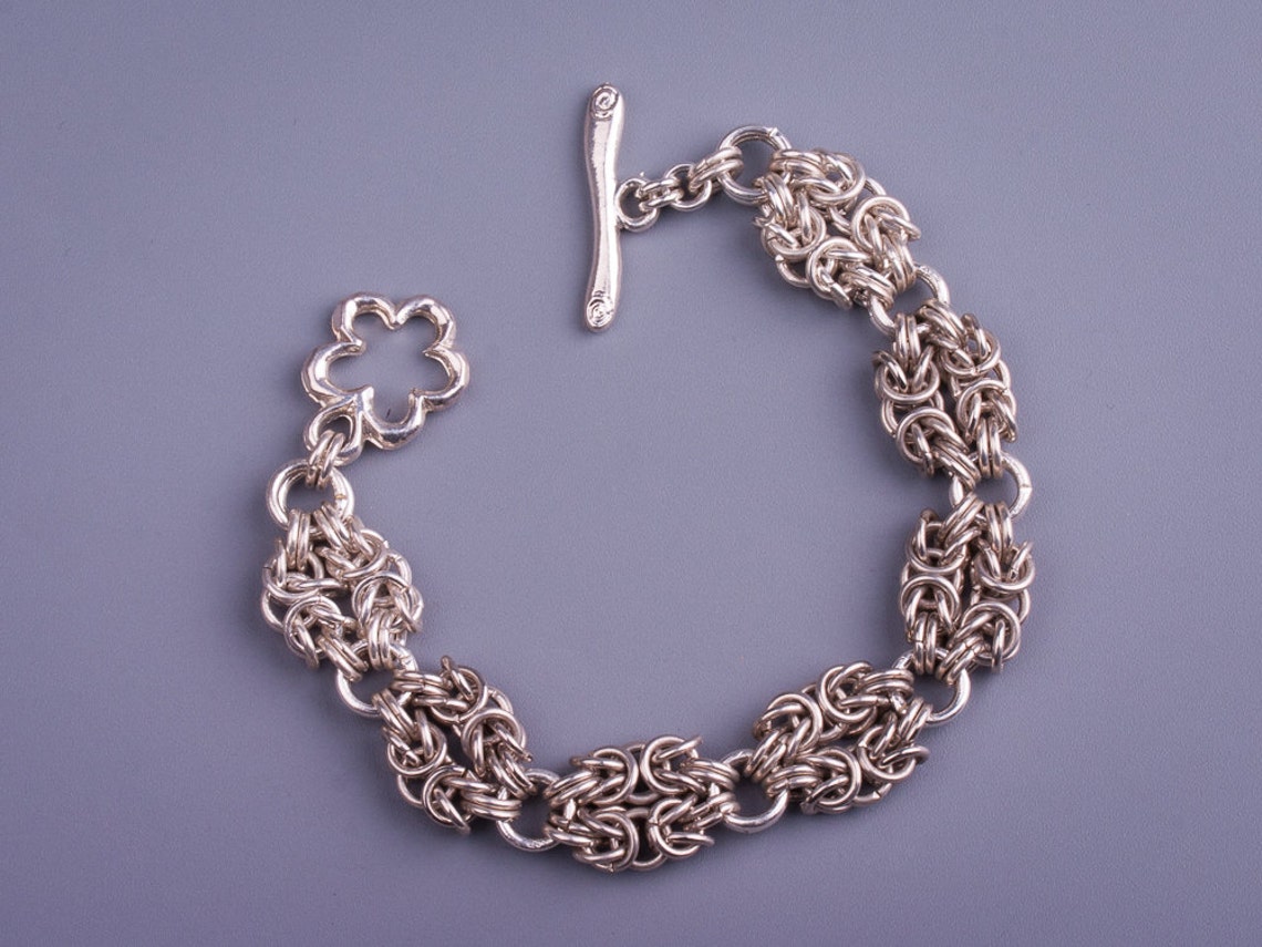 Chainmail Silver Bracelet, Chainmaille Jewelry, Chain Mail Bracelet ...