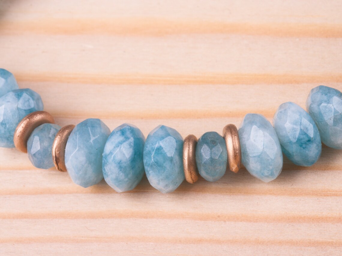 Aqua Quartz Bracelet Blue Quartz Beaded Bracelet Blue - Etsy Israel