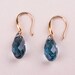 Blue Crystal Dainty Gold Dangle Delicate Earrings, Small Blue Denim ...