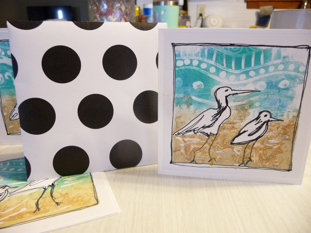 Sandpiper Note Card Set of 8 Original Monoprinted 4x4 Cards - Etsy