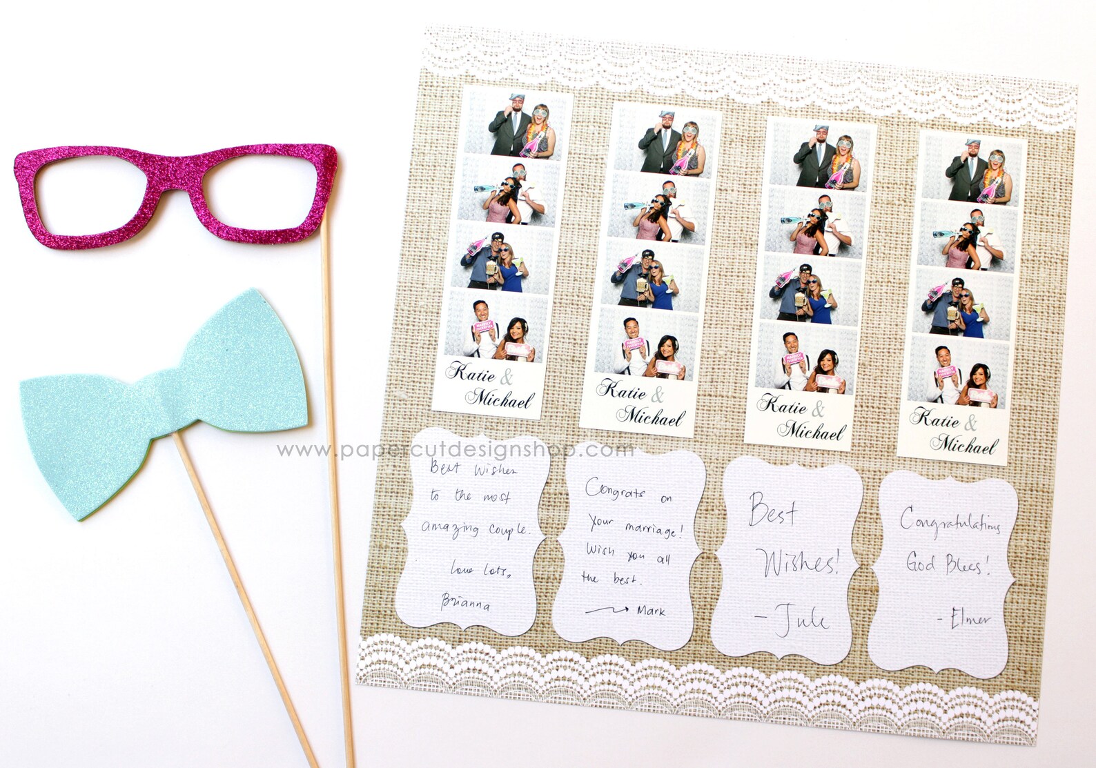 Photo Booth Scrapbook Pages for 2x6 Photo Strips BURLAP & LACE - Etsy
