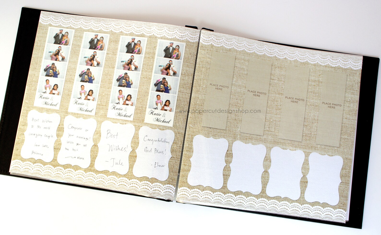 Photo Booth Scrapbook Pages for 2x6 Photo Strips BURLAP & LACE - Etsy