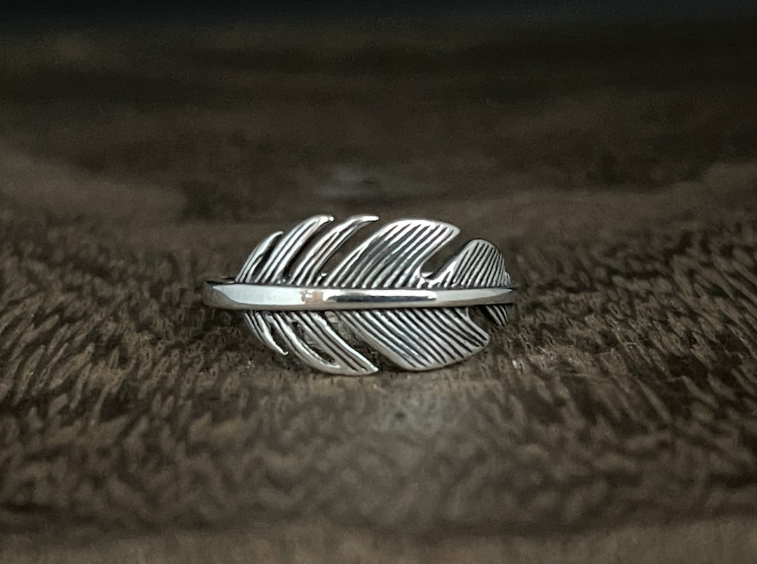 Silver Feather Ring // 925 Sterling Silver // Southwest Design Feather ...