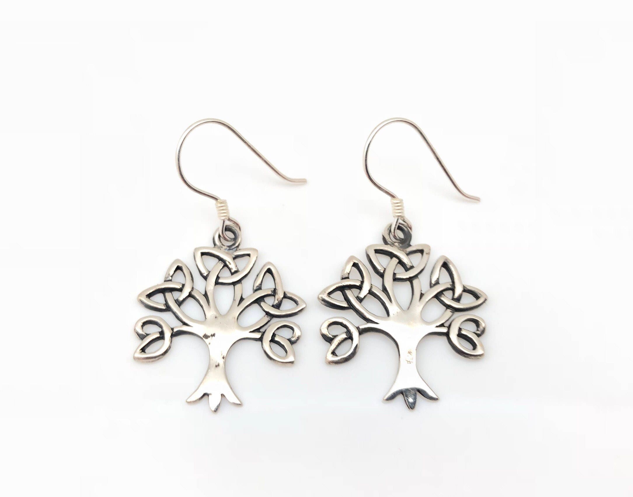 Trinity Tree of Life Earrings 925 Sterling Silver Celtic | Etsy