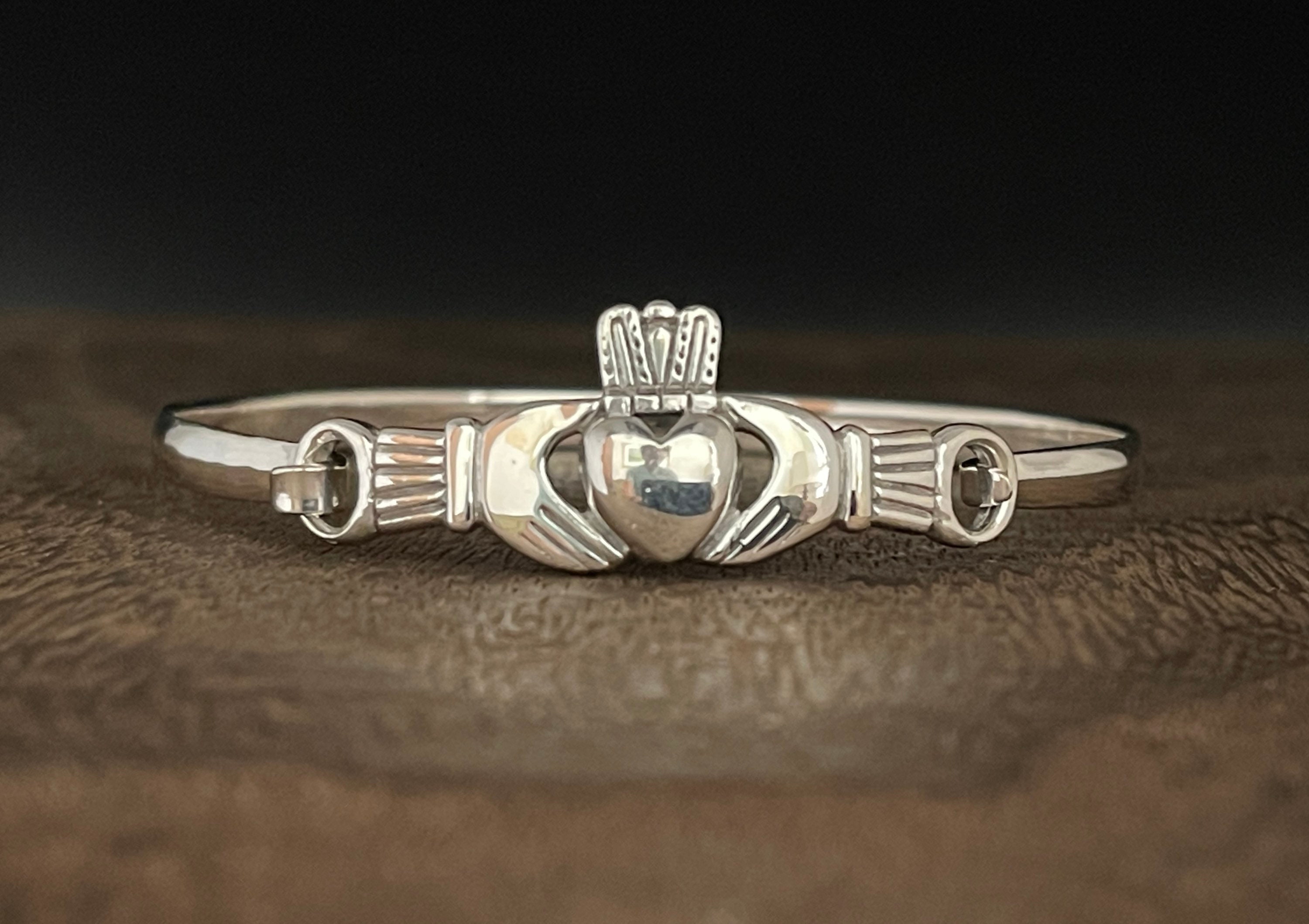 Claddagh Bangle Bracelet 925 Sterling Silver Legends | Etsy