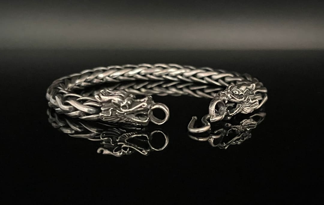 Silver Dragon Bracelet - 8 Inches Length -- 925 Sterling Silver - Etsy
