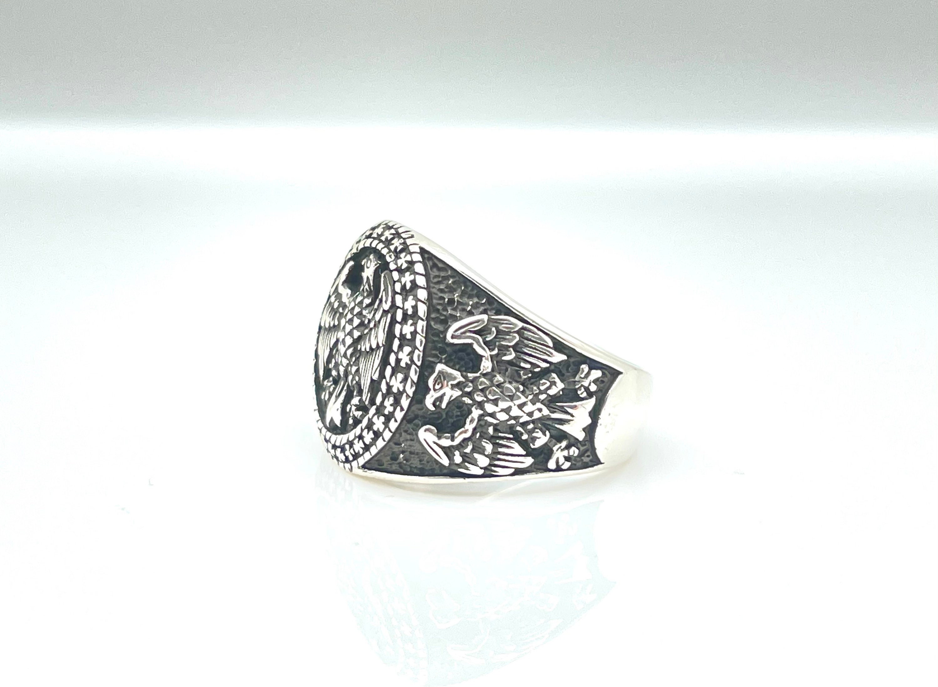 Eagle Signet Ring // 925 Sterling Silver // Oxidized Silver - Etsy