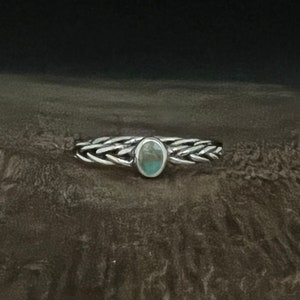 Thin Braid Turquoise Ring // 925 Sterling Silver // Braided Turquoise Ring // Sizes 5 to 10 - Etsy