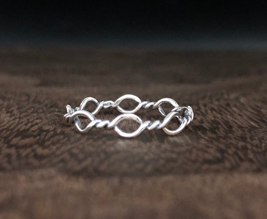 Thin Braided Rope Silver Ring // 925 Sterling Silver // Knotted Rope ...