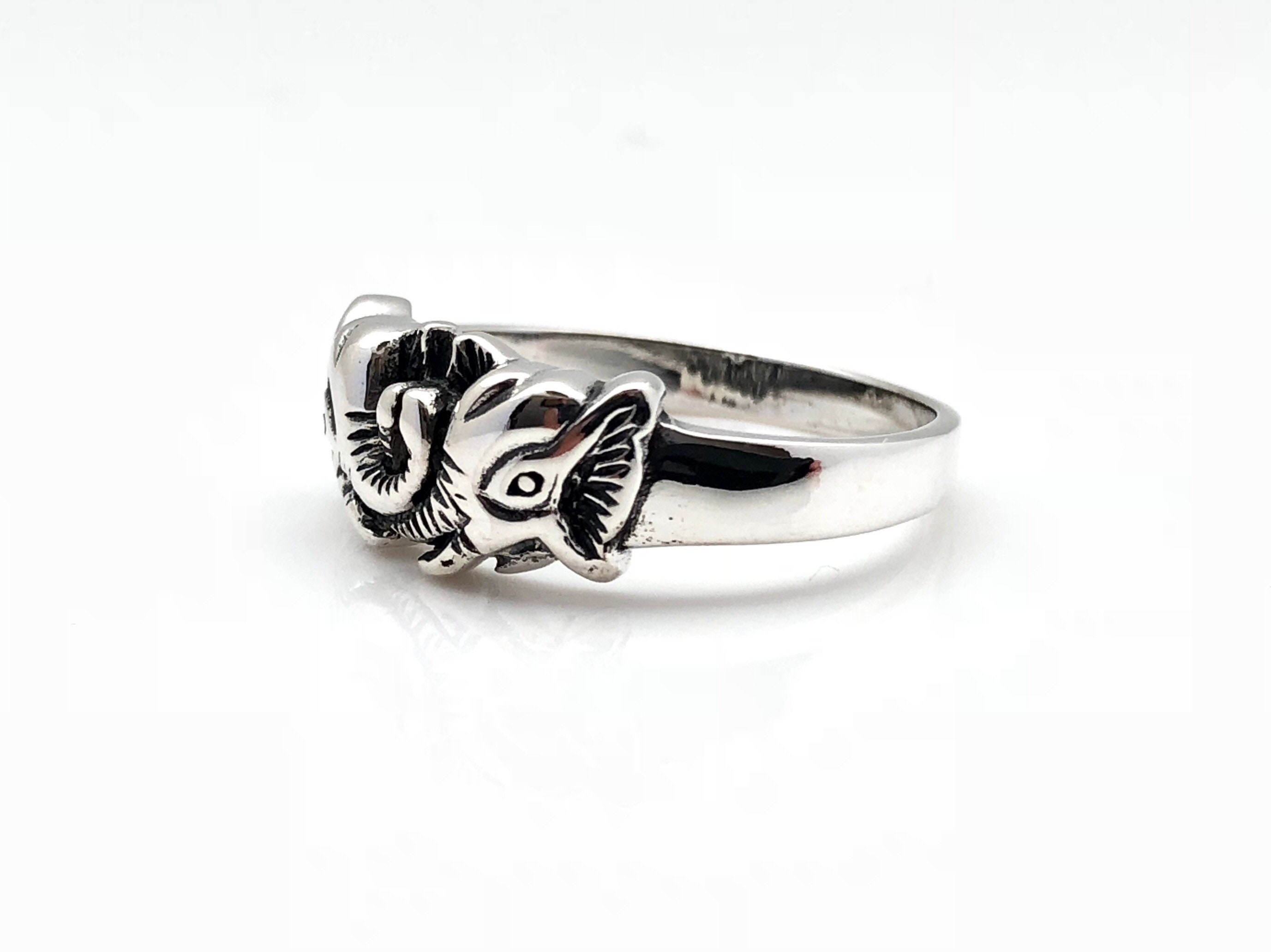 Lucky Elephants Ring // Silver Elephant Ring // 925 Sterling Silver ...