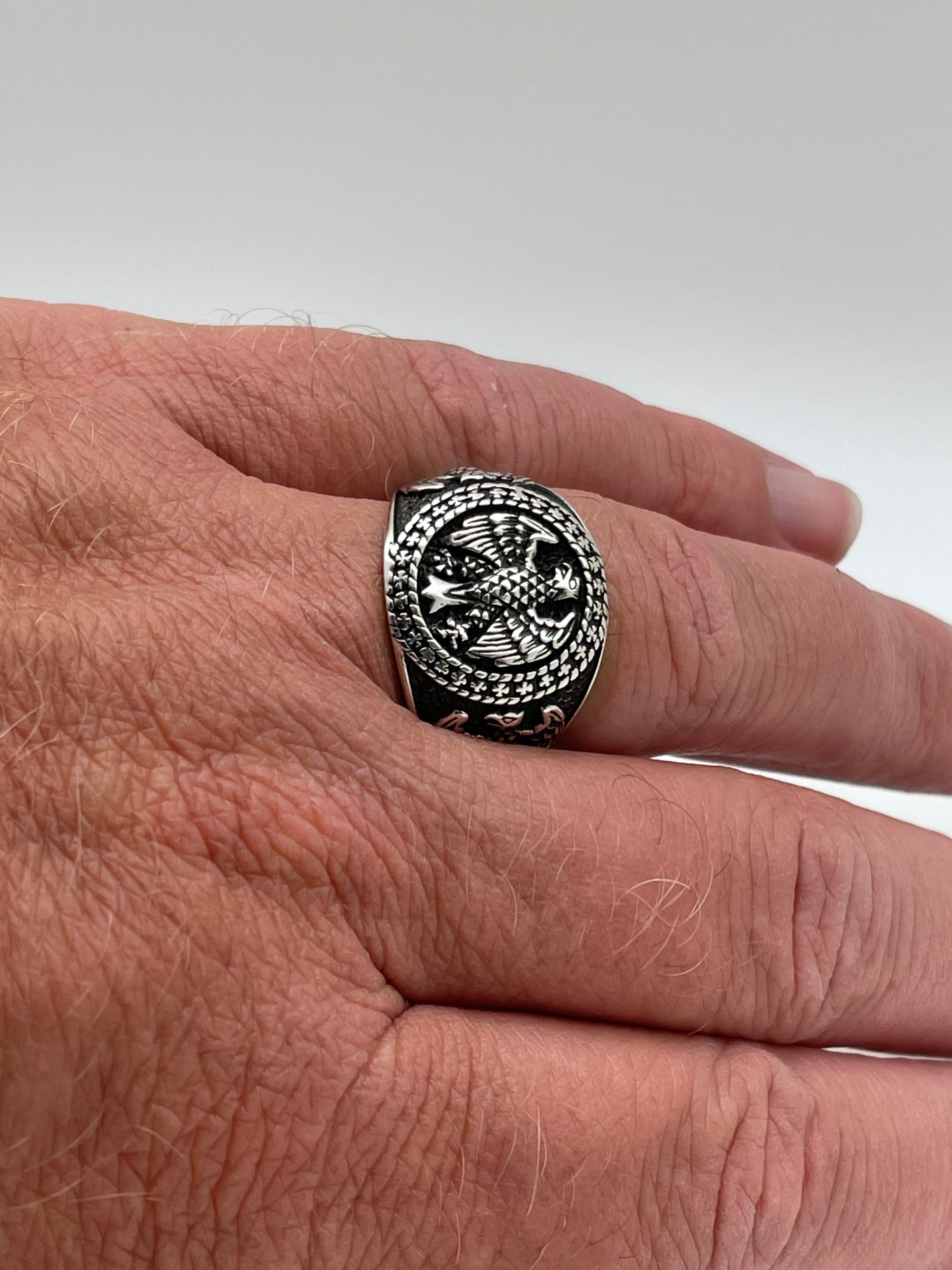 Eagle Signet Ring // 925 Sterling Silver // Oxidized Silver - Etsy