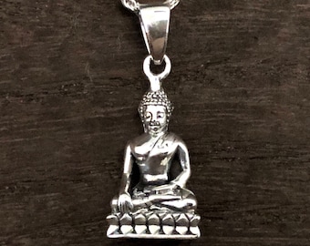 Silver Buddha Pendant Buddha Charm 925 Sterling Silver Etsy