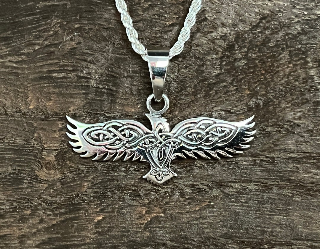 Celtic Raven Pendant // 925 Sterling Silver // Raven Necklace ...