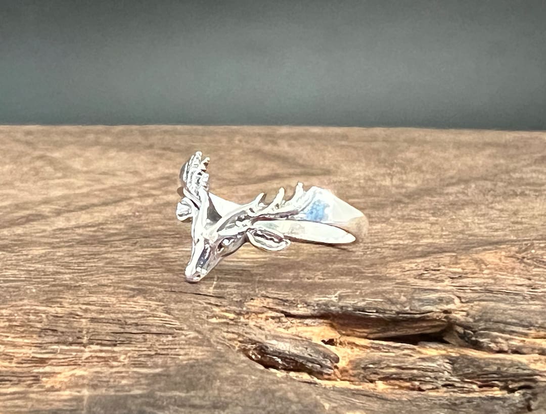 Deer Antler Ring: Oxidized 925 Sterling Silver Stag Ring - Etsy