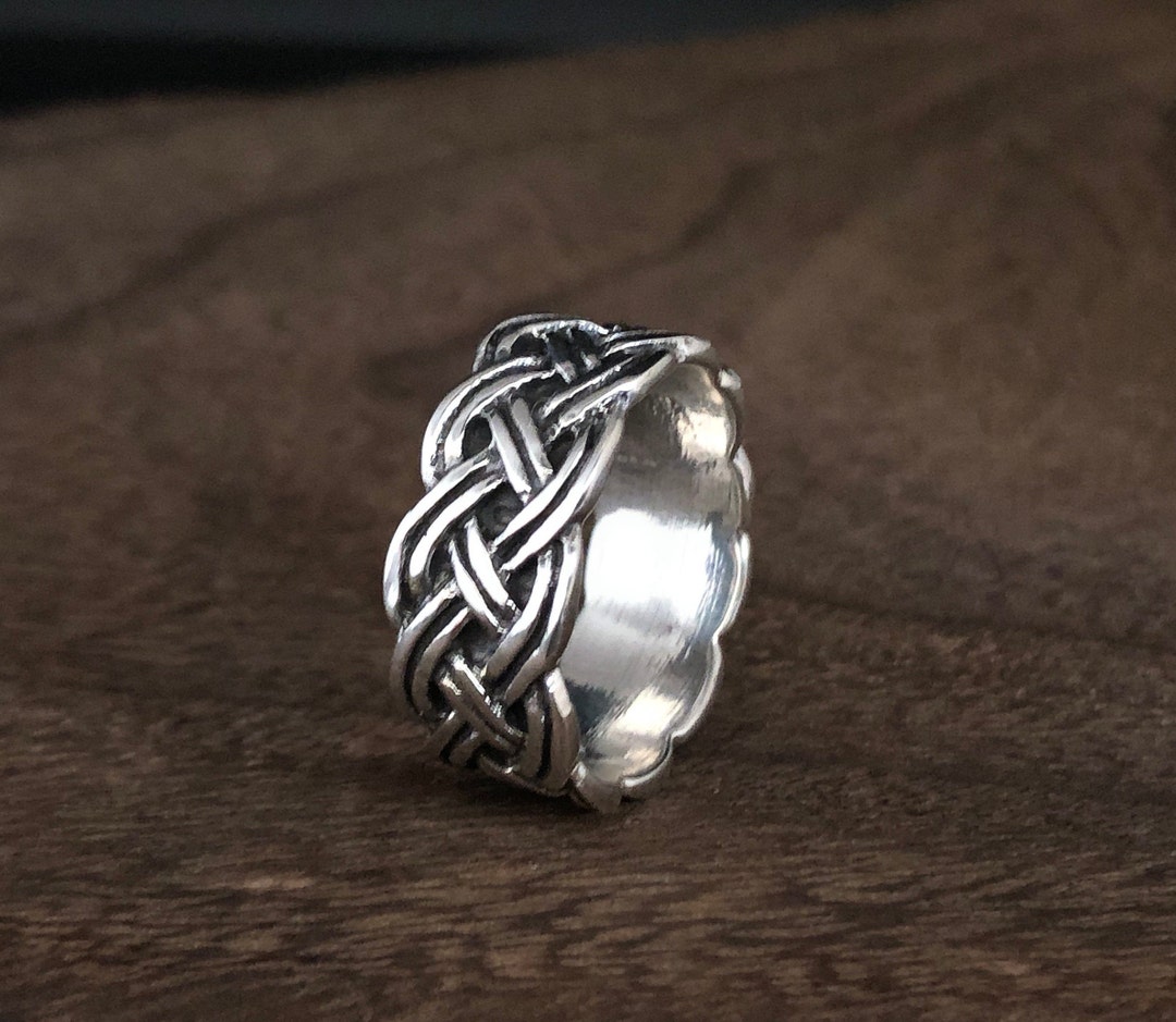 Celtic Braid Ring - Men's Celtic Ring - Celtic Band Ring - Silver Celtic Ring -- 925 Sterling ...
