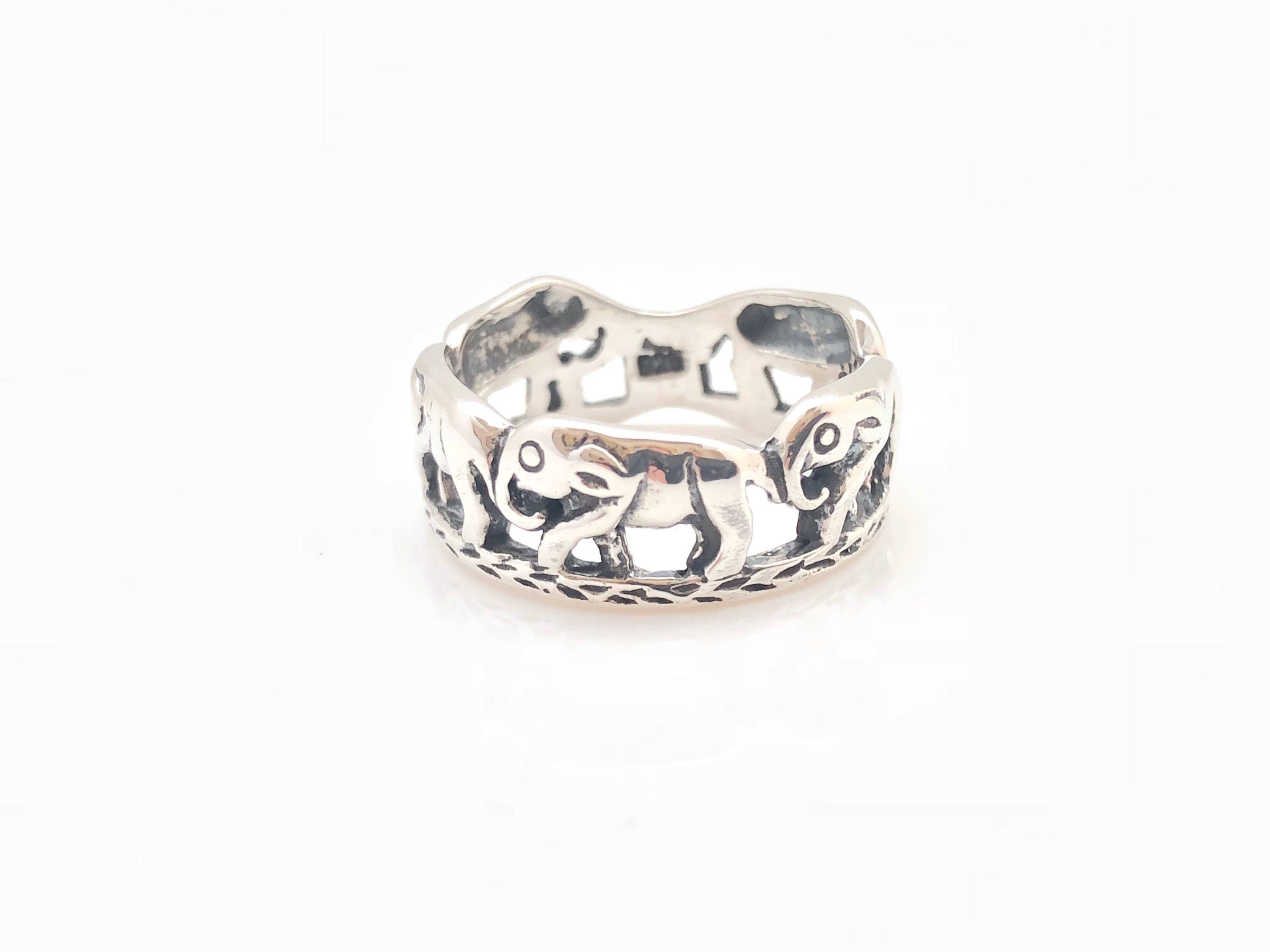 Elephants Band Ring // Silver Elephant Ring // 925 Sterling | Etsy