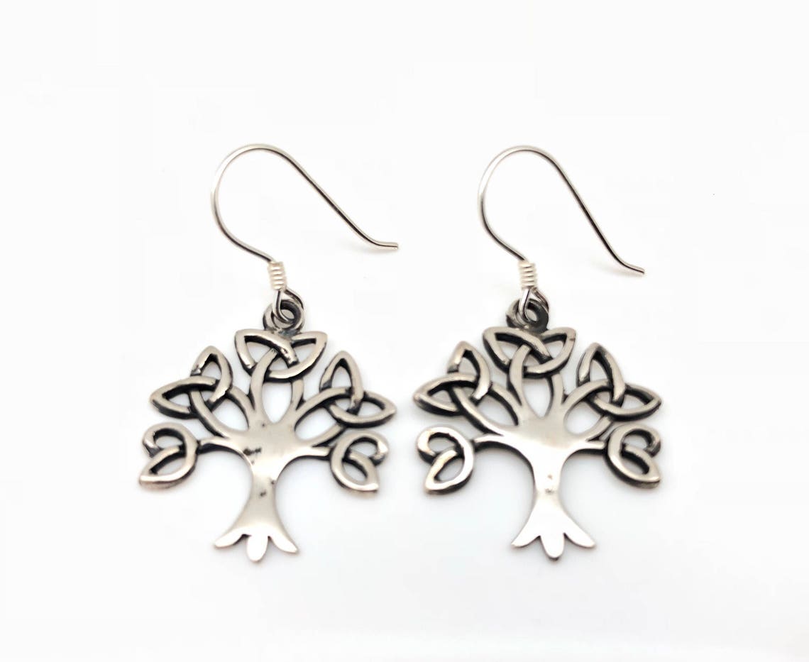 Trinity Tree of Life Earrings 925 Sterling Silver Celtic - Etsy